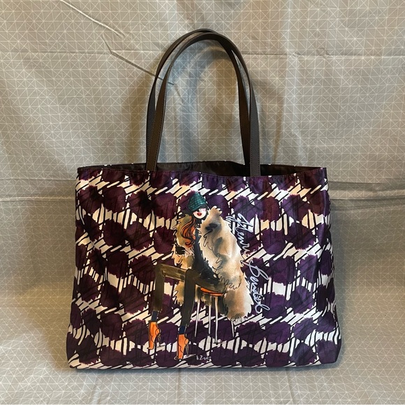 henri bendel | Bags | Henri Bendel Rare Izak Nylon Satin Purple Graphic ...
